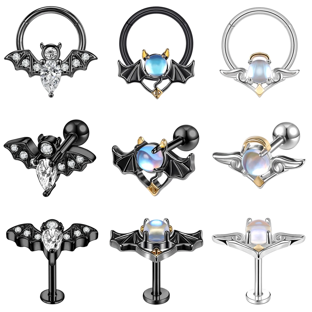 Zs 16g 1pc Devil Septum Ring For Halloween Party Stainelss Steel Angle Studs Earring Jewelry ...