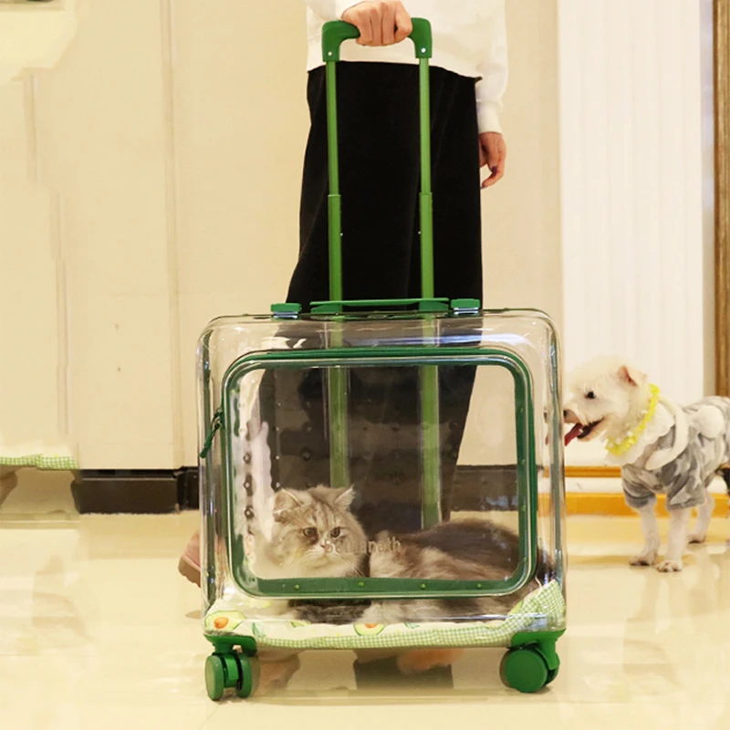 Clear-Animal-Cats-Carriers-Pet-Trolley-Stroller-Pocket-Travel-Cats ...