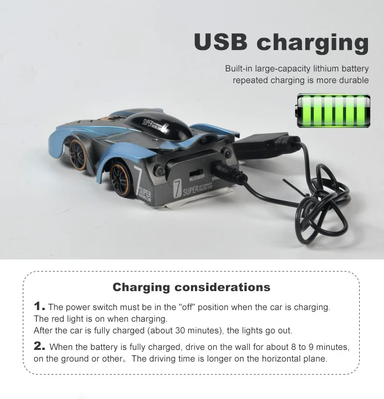 136-24 rouge-Voiture électrique RC'escalade de mur anti gravité, voiture de cascade rotative à 2 ...