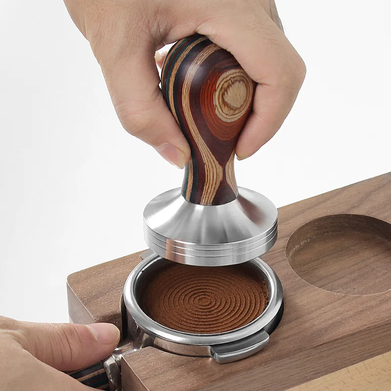 51mm 53mm 58mm Coffee Tamper Color Wood Round Handle Tamper For Coffee ...
