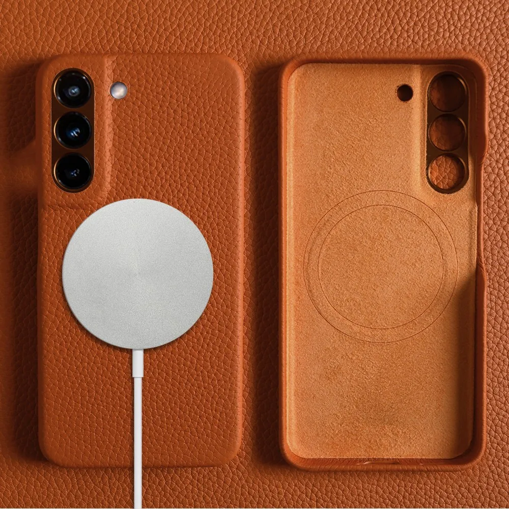 For-Magsafe-Samsung-Galaxy-S22-Ultra-Case-Luxury-Genuine-Leather-Cover ...