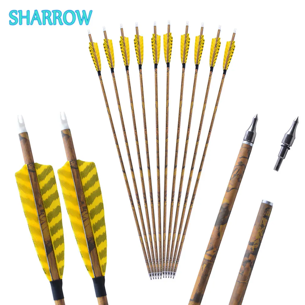6-12pcs-30-Inches-Archery-Carbon-Arrows-Spine-500-ID-6-2mm-4inch-Turkey ...