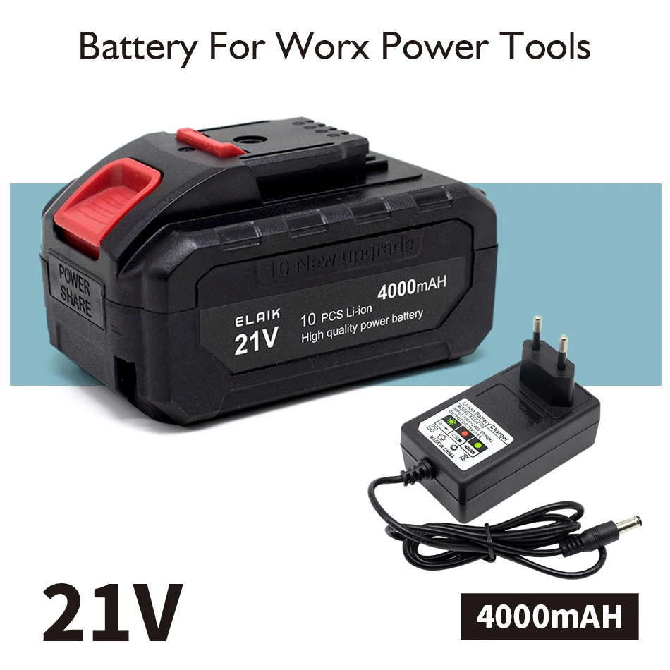 For-Worx-21V-2000-4000mah-Lithium-Battery-Chainsaw-Angle-Grinder-Electric-Wrench-Tool ...