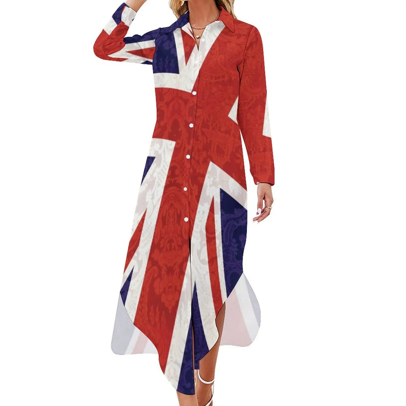 Flying-Union-Jack-Long-Sleeved-Shirt-Dress-prom-dresses-2024-clothes ...