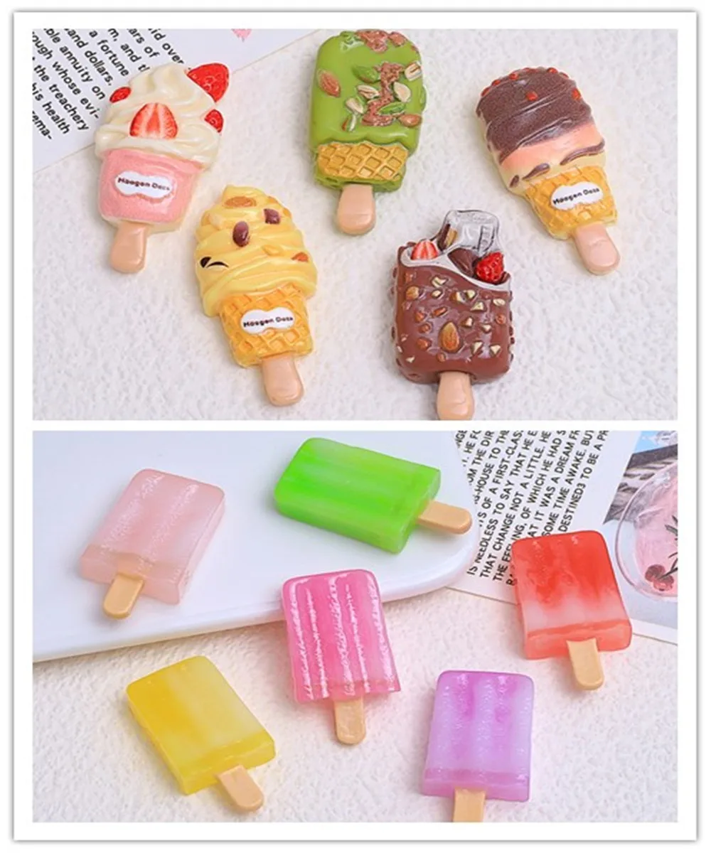 100pcs Wholesale Cute Simulation Ice Cream Resin Flatback Cabochon ...