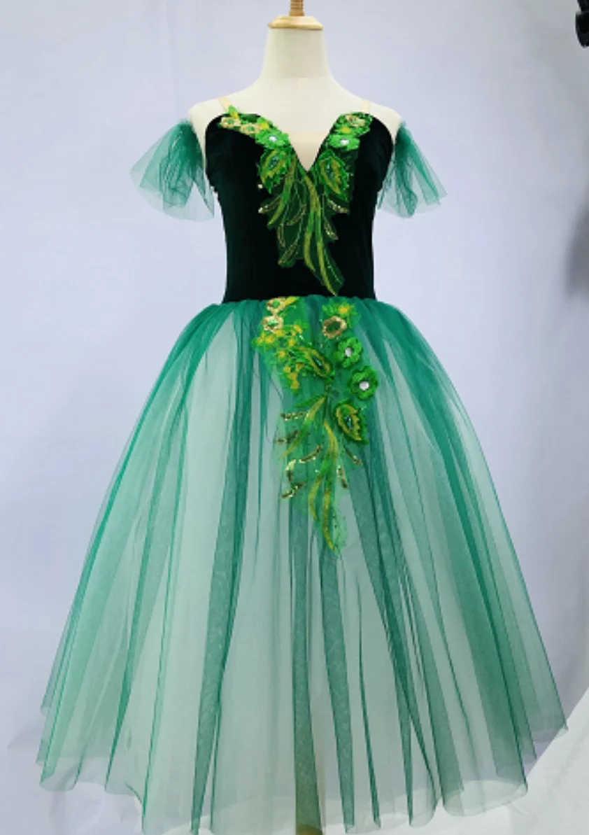 New-Green-Long-Romantic-Ballet-Tutu-Girl-WomenBallet-Costume ...
