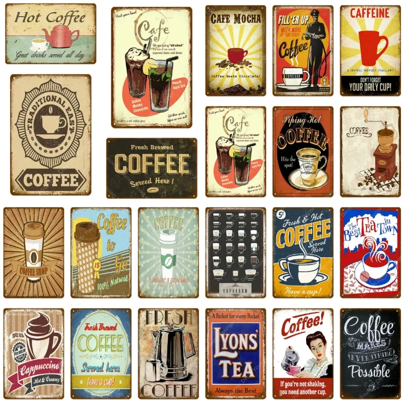 Hot-Coffee-Metal-Signs-Ch-Caf-Mocha-Cafe-na-Cartaz-para-Bar-Pub ...