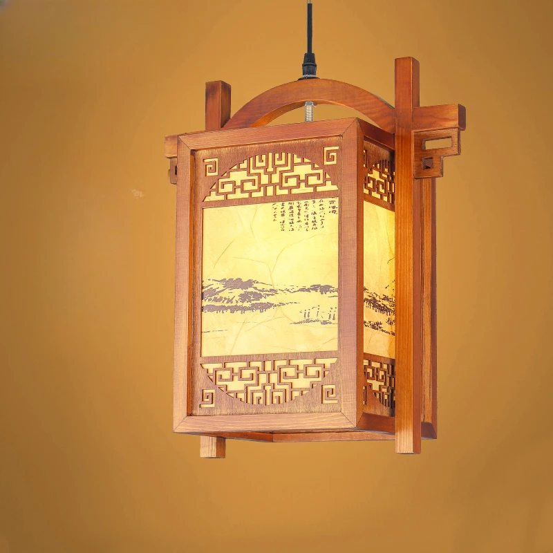 Chinese-style-antique-lantern-solid-wood-pendant-lamp-classical-wooden ...