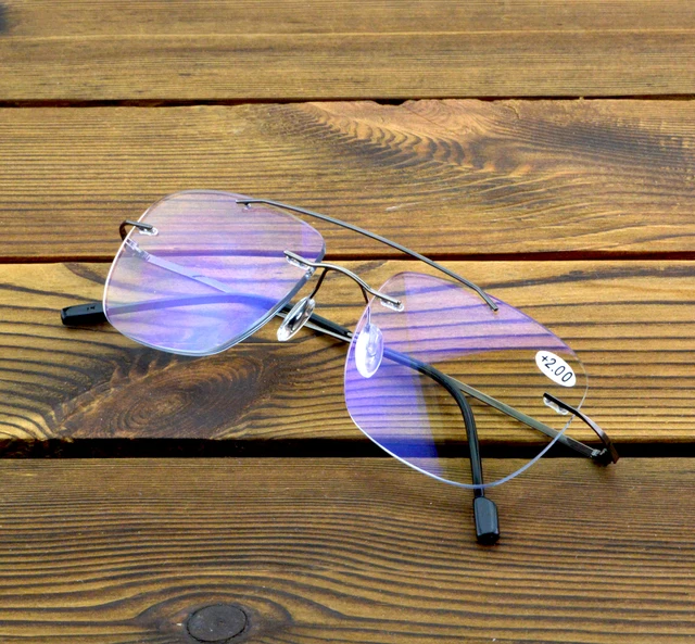 Pilot Double Bridge Rectangle Rimless Progressive Multifocal Reading ...