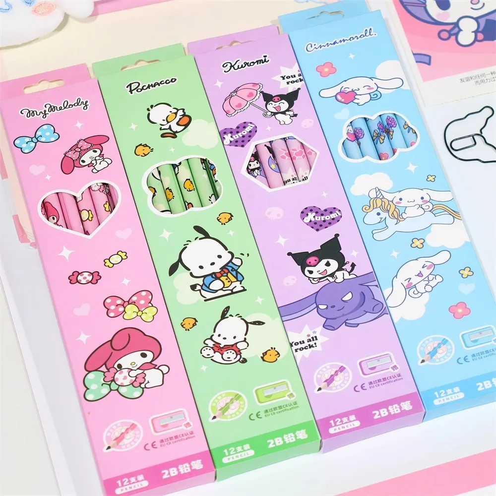 Sanrio-Pencil-12Pcs-Box-Melody-Kuromi-Cinnamoroll-2B-Black-Write-Draw ...