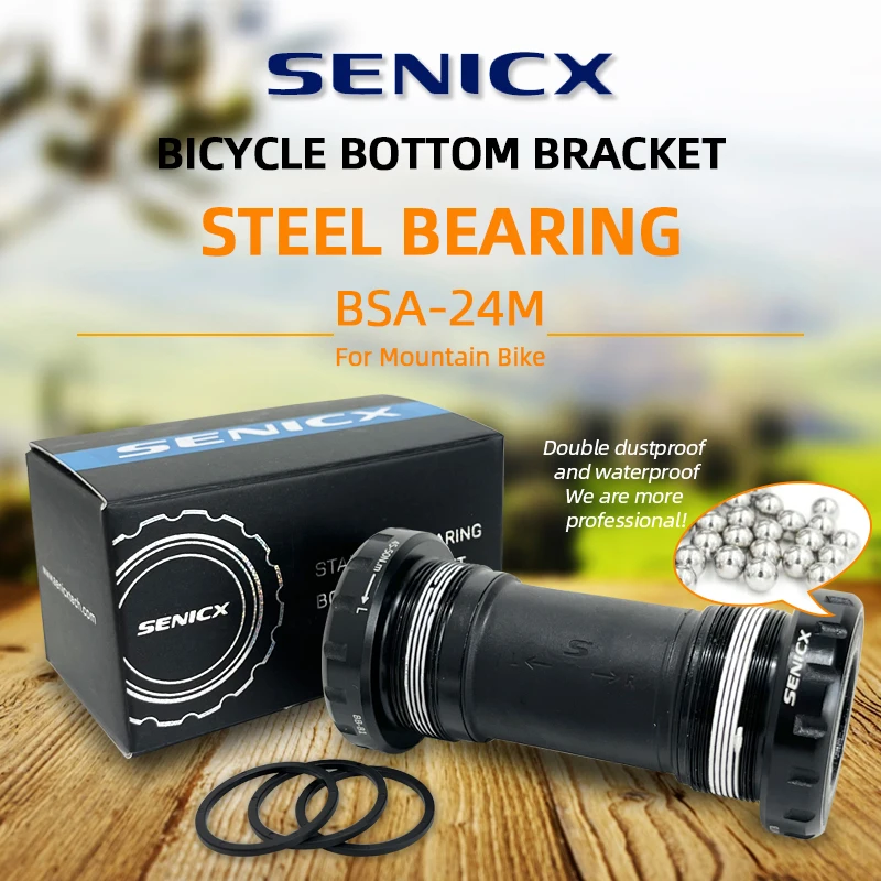 SENICX-Steel-Bearing-Mountain-Bike-Bottom-Bracket-68-73mm-BSA24-Thread ...