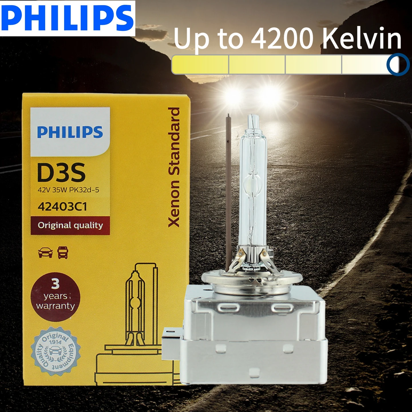 필립스 HID D3S 35W 제논 표준 4200K 자동차 램프 오리지널 자동차 헤드라이트 밝은 흰색 교체 업그레이드 D3 ECE ...