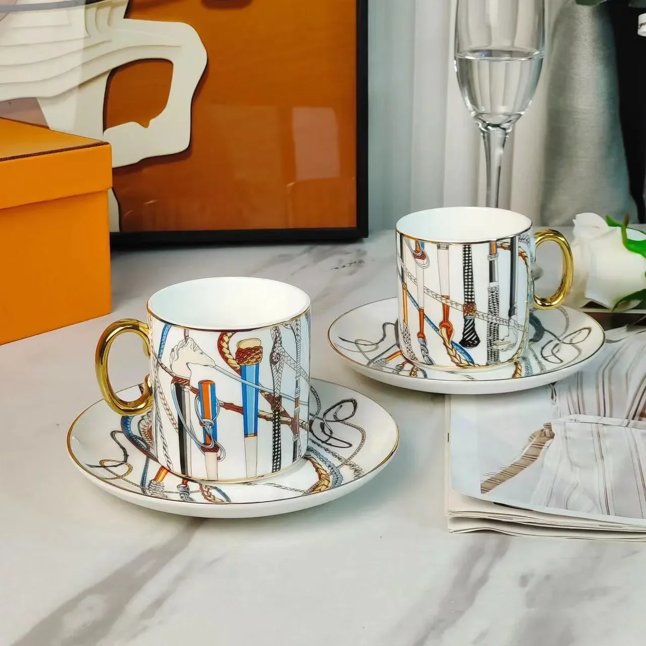 European-Entry-Lux-Coffee-Set-Set-Ceramic-Couple-Good-looking-Bone ...