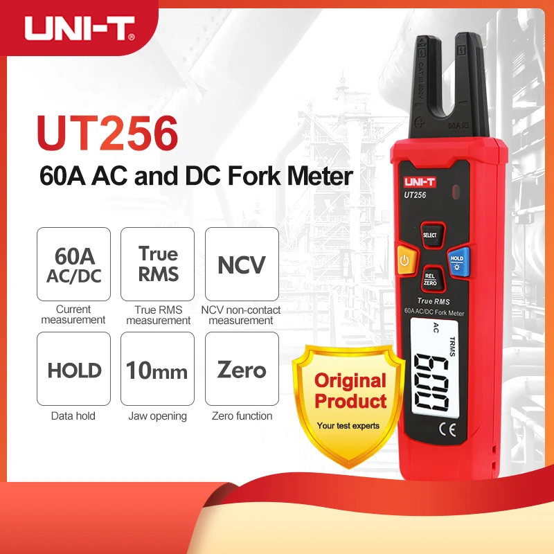 UNI-T Fork Meter UT256 60A AC DC Current Clamp Meter Digital True RMS ...