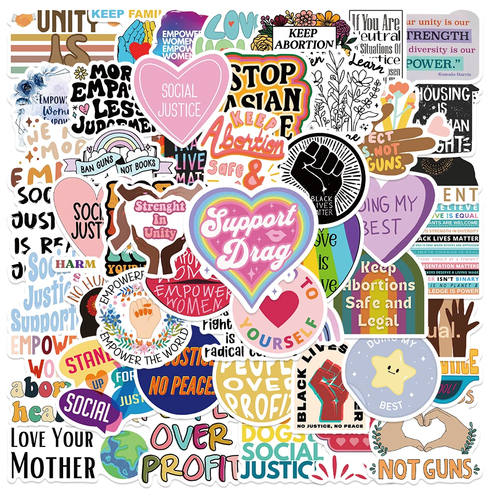 50PCS-Social-Justice-Equality-Stop-Racism-Stickers-DIY-Aesthetic ...
