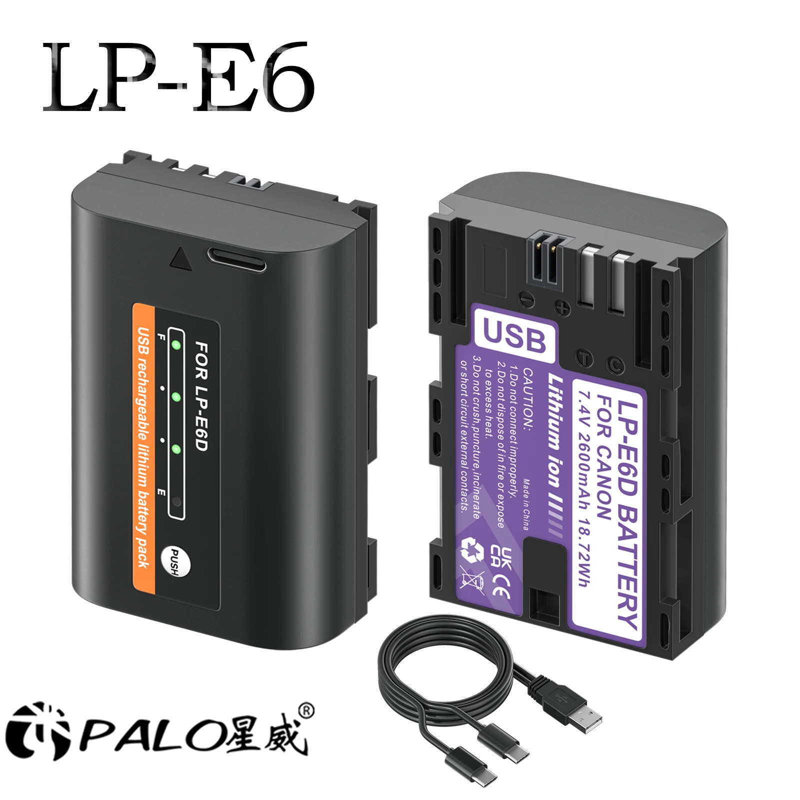 2600mAh-LP-E6-LPE6-LP-E6-LP-E6N-Battery-USB-Charging-For-Canon-EOS-5DS ...