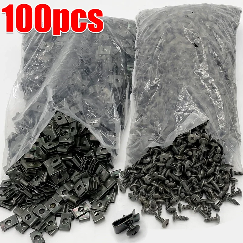 Mixed-Car-Motorcycles-Metal-Screw-Tapping-Fastener-Clip-U-Type-Clip ...