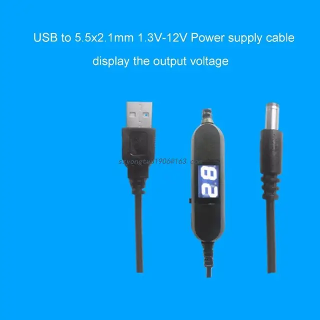 USB 5V to 1.5V 3V 4.5V 6V 9V 12V Adjustable Output Voltage Cable Step ...