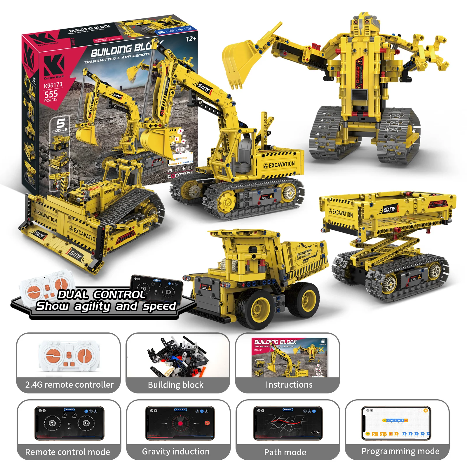 5-in-1-Technical-RC-APP-Truck-Deformed-Robot-Building-Blocks-City ...