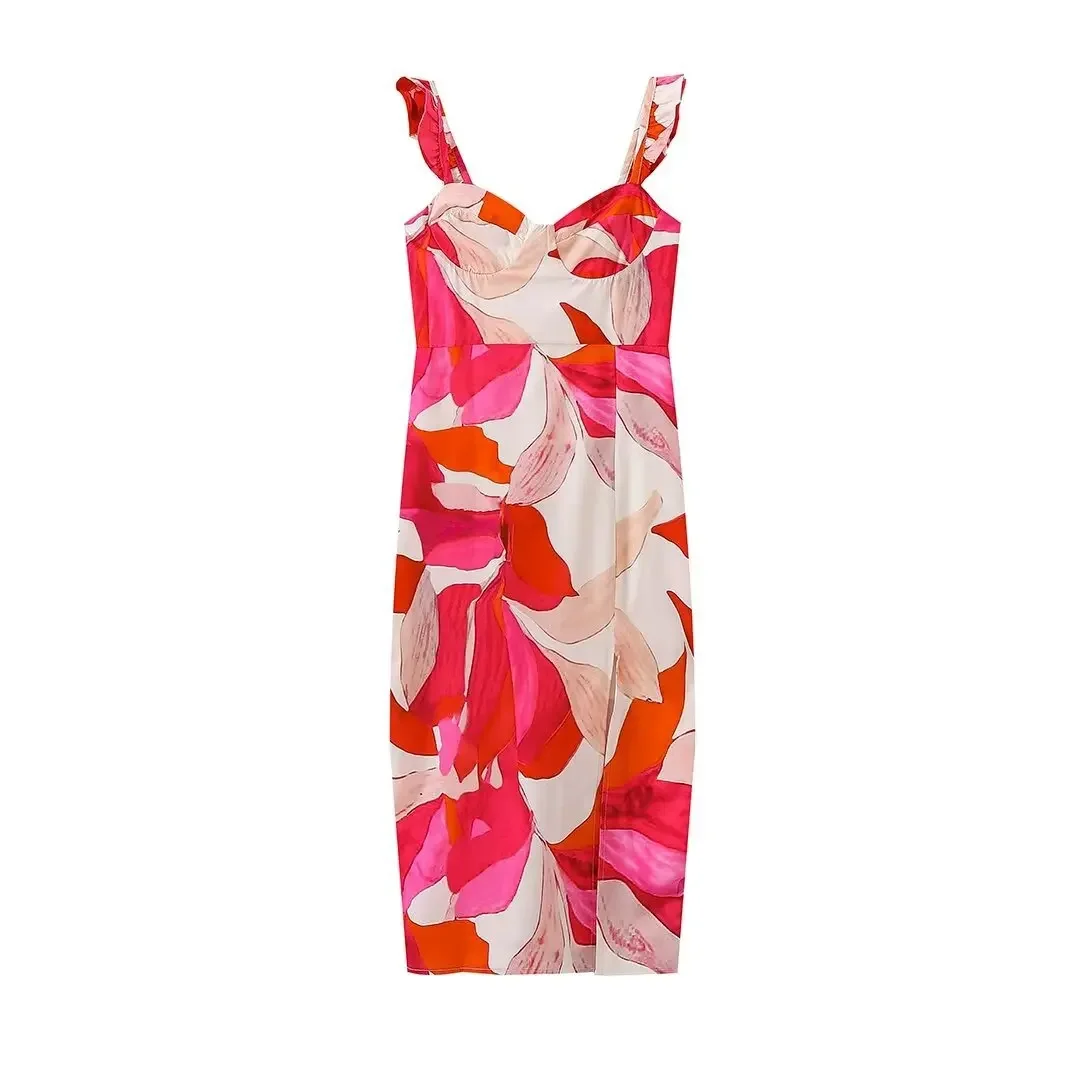 2024-Fashion-Slim-Sleeveless-Chest-Wrapping-Robes-New-Contrast-Print ...