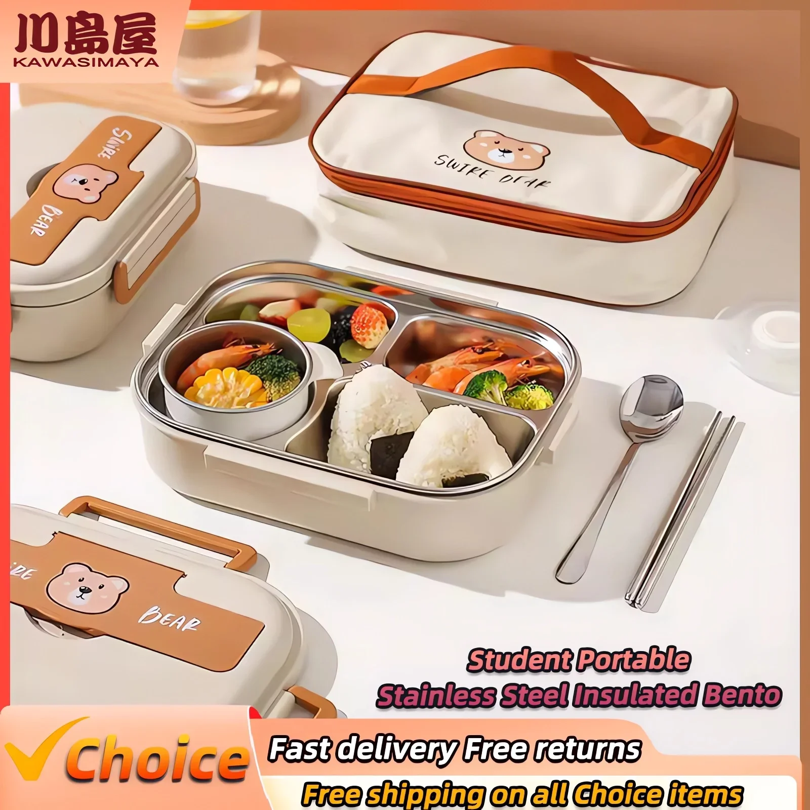 KAWASIMAYA-Lunch-Box-for-Elementary-School-Students-Portable-Stainless ...