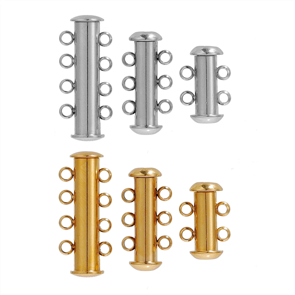 3pcs Stainless Steel 4 Loops Magnetic Slide Tube Clasps Hooks for DIY ...