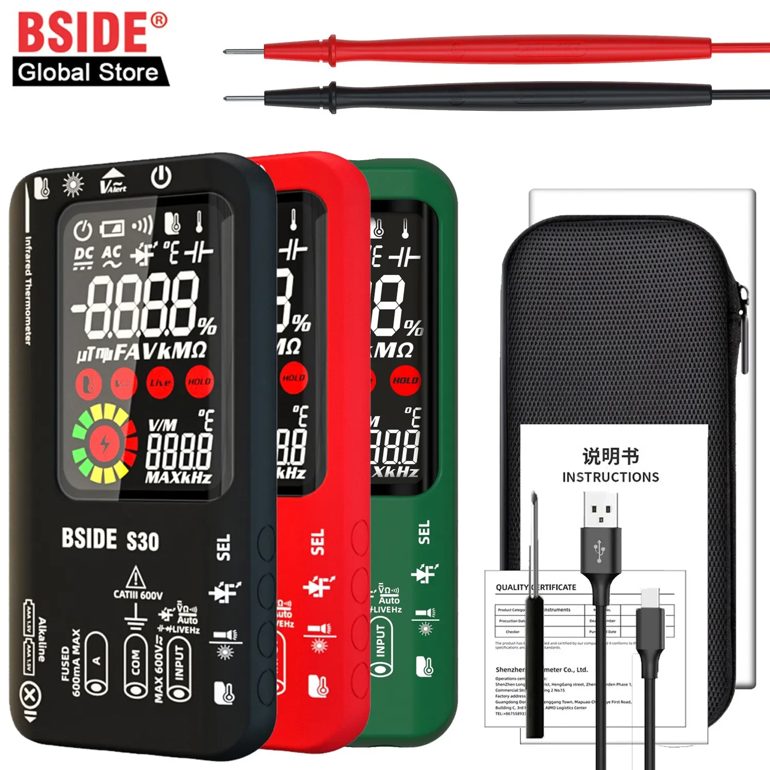 Bside-S30-Smart-Professional-Digital-Multimeter-15V-Diode-Recharge ...