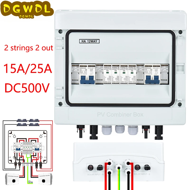 Solar-photovoltaic-PV-Combiner-Box-2-strings-in-2-out-15A-25A-DC500V ...