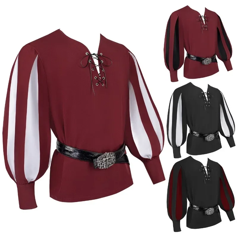 Medieval-Vikings-Tunic-Retro-Shirt-Men-s-Lansquenet-Larp-Pirate-Paladin ...