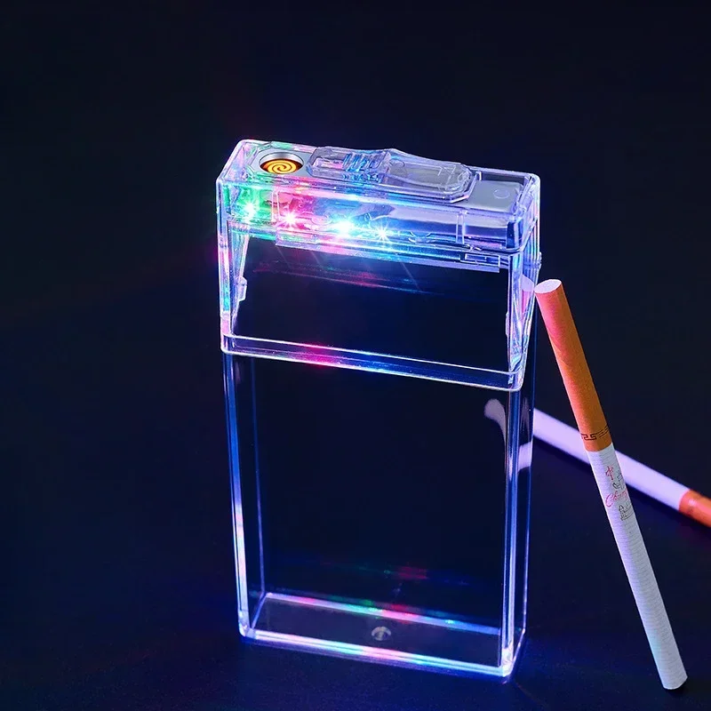 Transparent-Colorful-Light-Cigarette-Case-Lighter-USB-Cigarette-Lighter ...