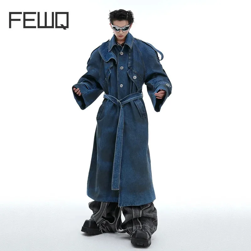 FEWQ-Niche-Deconstruction-Doublelayer-Padded-Shoulder-Long-Denim-Coat ...