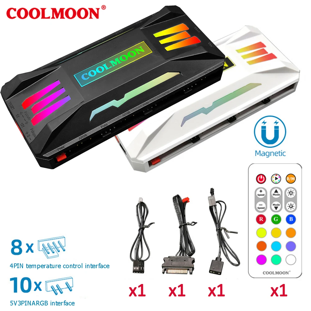 Gen 2 ARGB Controller 4Pin PWM 5V 3Pin ARGB Cooling Fan + Remote ...