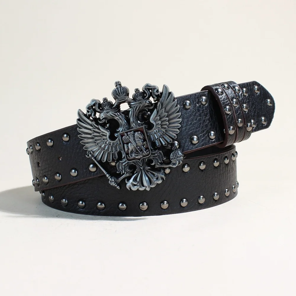 Black Punk Style PU Leather Belt with Metal Studs Unisex Gothic Fashion ...