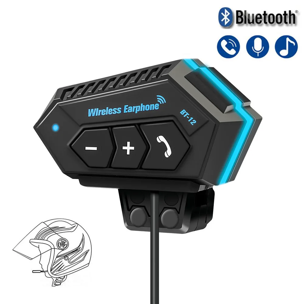 BT12 auriculares inalámbricos Bluetooth para casco de motocicleta, Kit ...