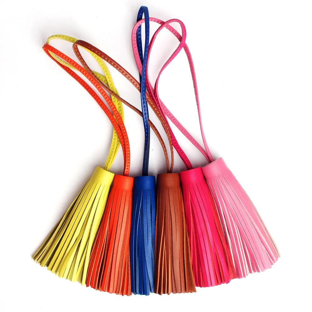 Natural-Real-Genuine-Leather-Tassel-Keychain-For-Keys-Car-Key-Chain ...