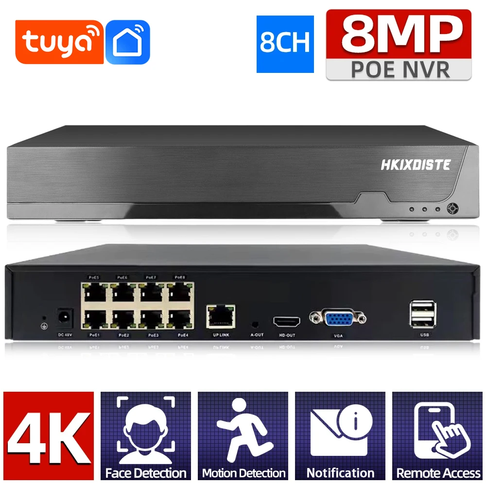 Tuya-Face-detection-H-265-8CH-4K-PoE-Network-Video-Recorder ...