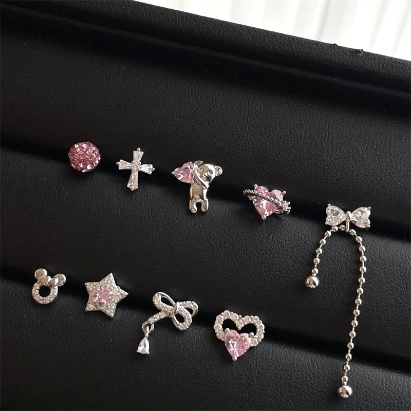 Pendientes-de-acero-inoxidable-para-mujer-aretes-peque-os-de-circonita ...