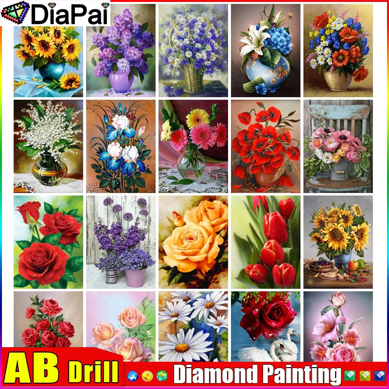 DIAPAI-AB-DIY-5D-Diamond-Painting-Rose-Sunflower-Daisy-Full-Diamond-Embroidery-Sale-Picture-Of ...