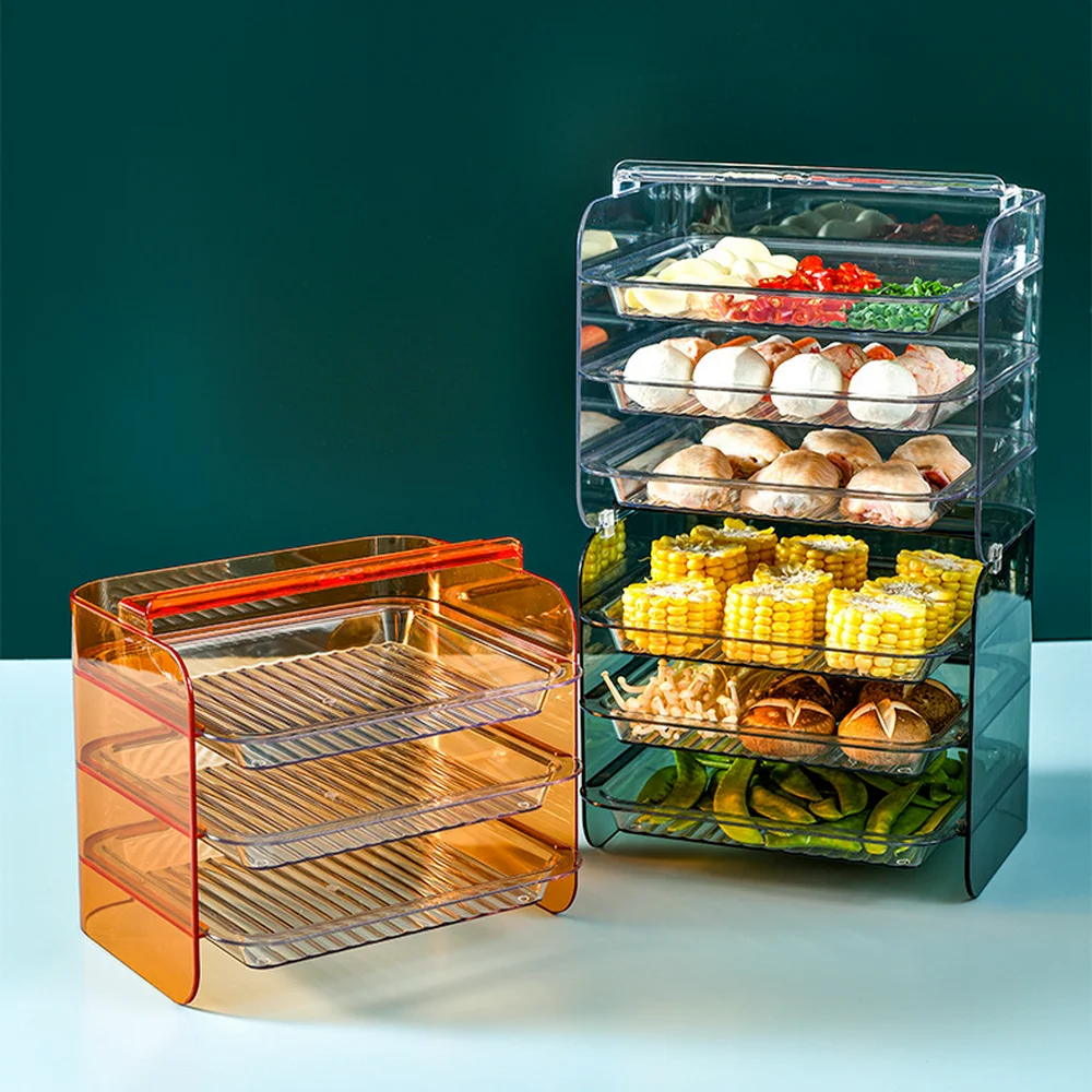 3 Layers Kitchen Preparation Plate Dispenser Cooking Dishes Tray Multi ...