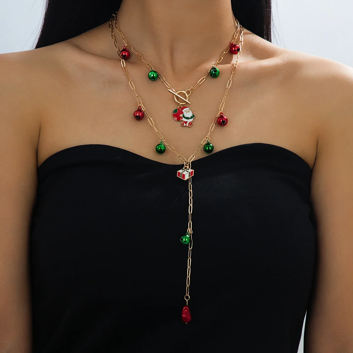Christmas Day Gifts Metal Chain Necklace for Women Fashion Santa Claus ...