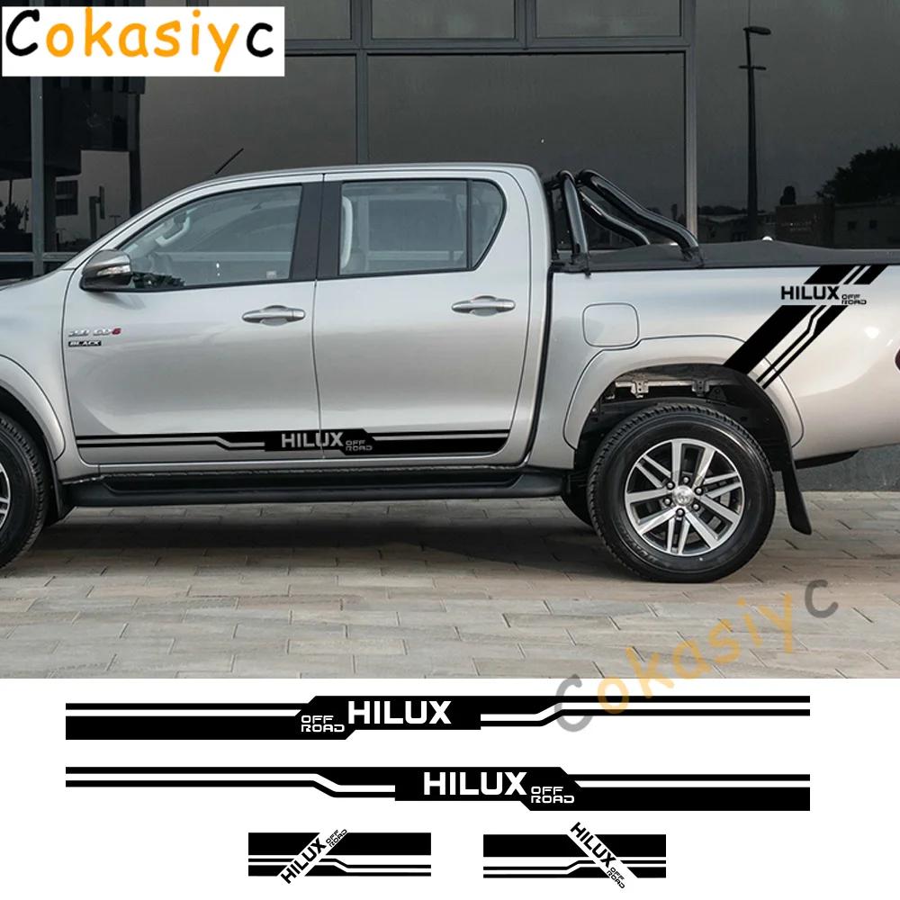 Stickers-Car-Side-Stripes-Decals-For-Toyota-Hilux-Vigo-Revo-Truck ...