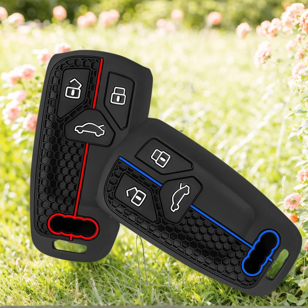 Silicone Car Keys Case Cover For Audi Q5 Q7 TT A4 B9 A5 A6 8S 8W 4M S4 ...