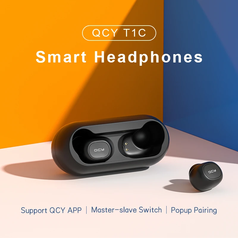 Qcy t1c bt5.0 bluetooth fone de ouvido sem fio 3d estéreo tws fone de ouvido com microfone duplo ...