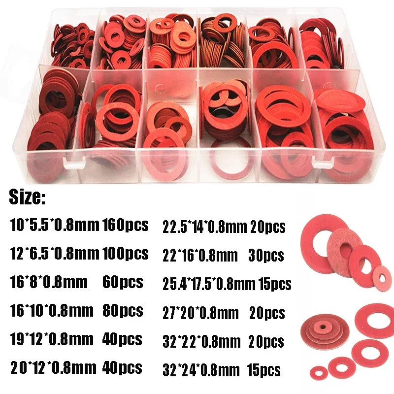 600Pcs-M10-M12-M16-M20-M22-M25-M32-Flat-Washer-Red-Steel-Paper-Fiber ...