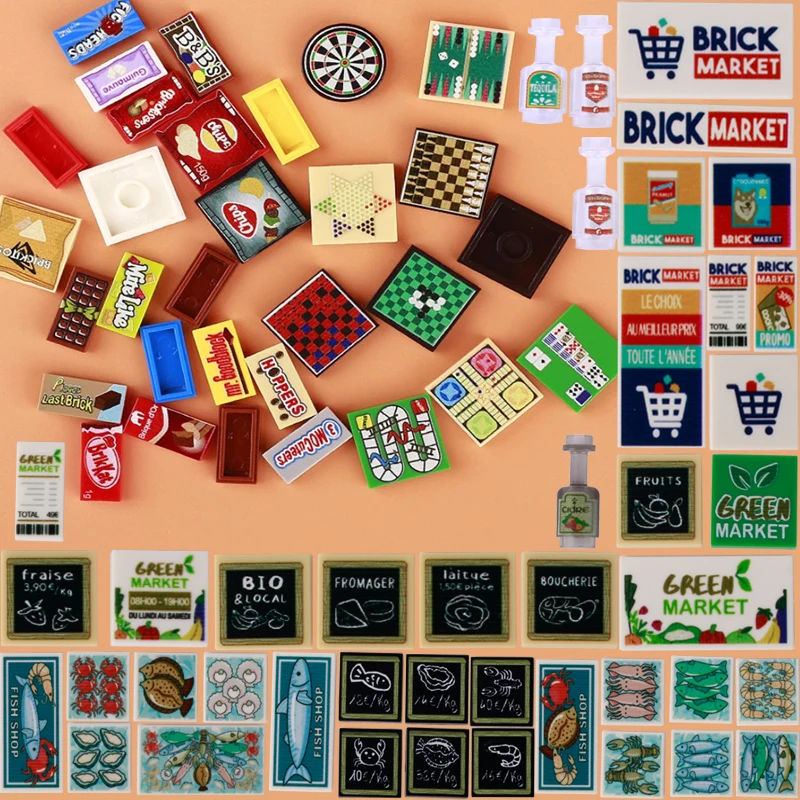 MOC-City-Food-Game-Printed-Tile-Building-Blocks-Snack-Dessert-Cake ...