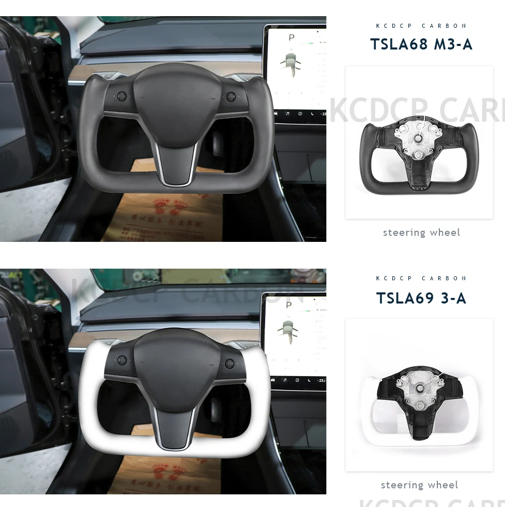 For Tesla Yoke Steering Wheel Model 3 Model Y S X Carbon Fiber Steering ...