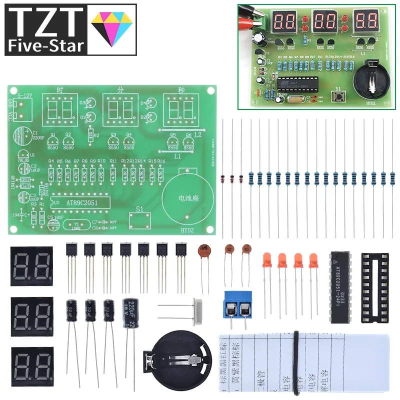 DIY Kits AT89C2051 Electronic Clock Digital Tube LED Display Suite ...