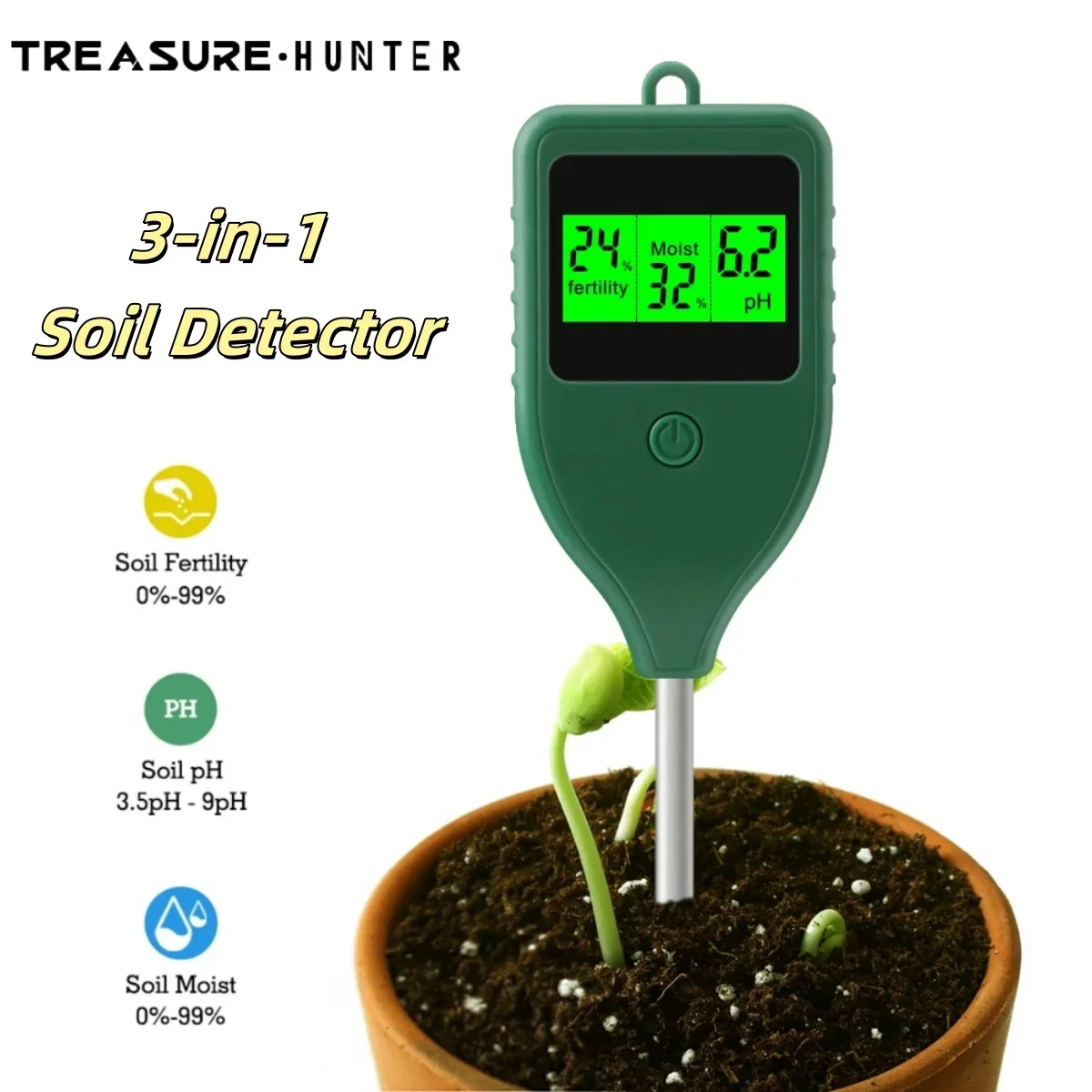 3 in 1 Digital LCD Display Soil PH Meter Soil Moisture Meter Farm ...