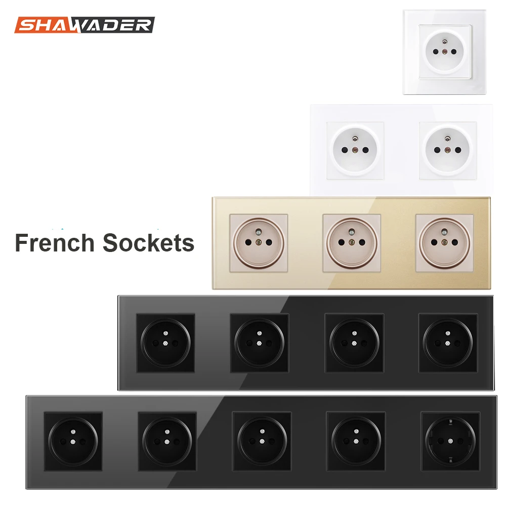 Wall Socket European 16a French Crystal Glass Panel Electrical Fr Power ...