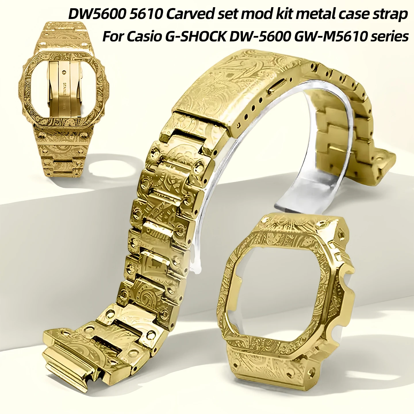 DW5600 5610 Carved set mod kit metal case strap For Casio G-SHOCK DW ...